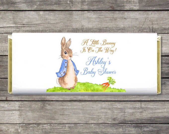 Peter Rabbit Mini Candy Bar Labels, Blue and Gray Small Chocolate Bar ...