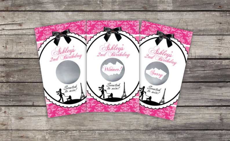 Paris Party Theme Scratch off Game Cards 10 Card Ct. - Etsy