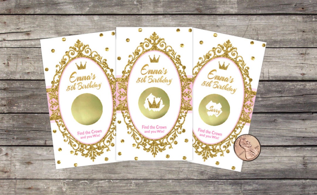 Personalized Princess Birthday Scratch off Game Cards (set of 10) - Etsy