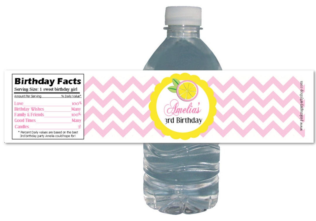 Personalized Pink Lemonade Birthday Water Bottle Labels: Printed ...