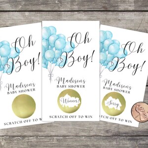 Baby Shower Scratch off Game Cards: Blue Balloons, Set of 10 - Etsy