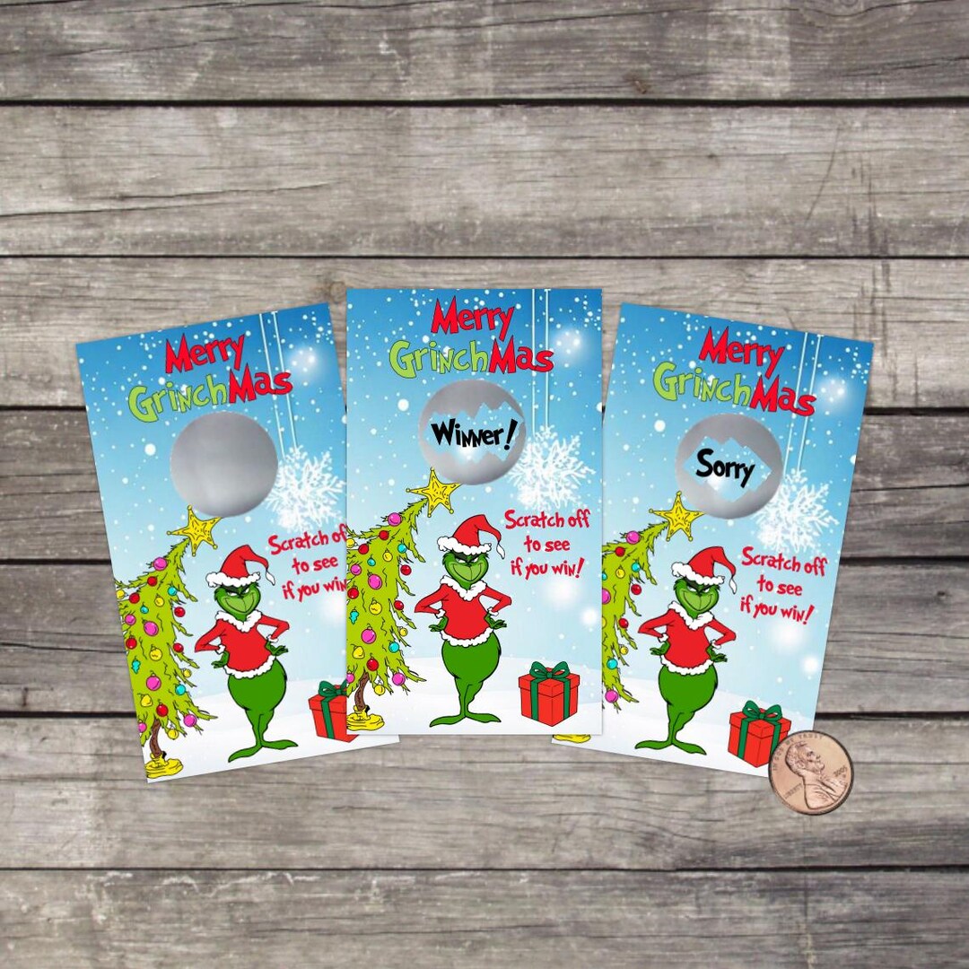 The Grinch Scratch off Game Cards, Merry Grinchmas, Holiday Party Game ...