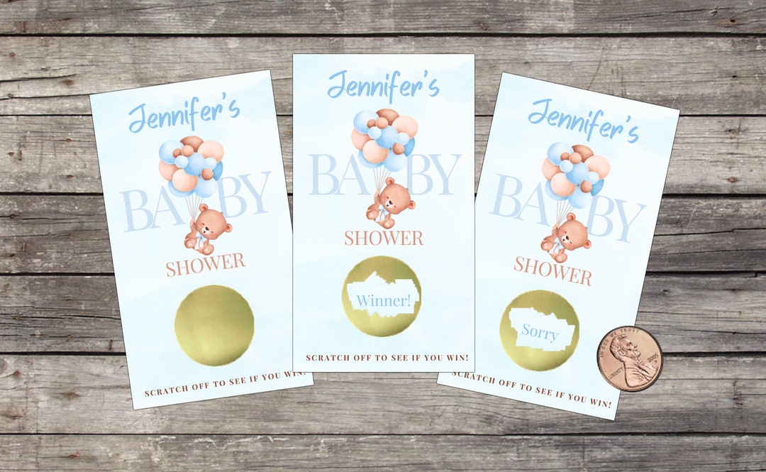 Bear Balloons Baby Shower Scratch off Game Cards (set of 10) - Etsy