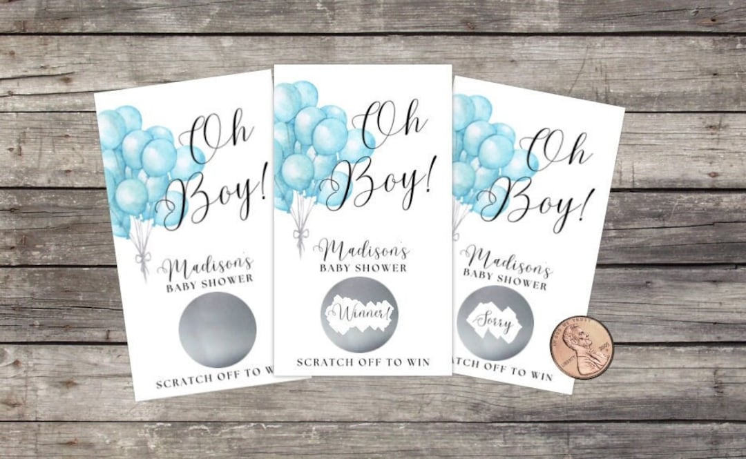 Oh Baby Blue Balloons Baby Shower Scratch off Game Cards, 10ct Cards ...