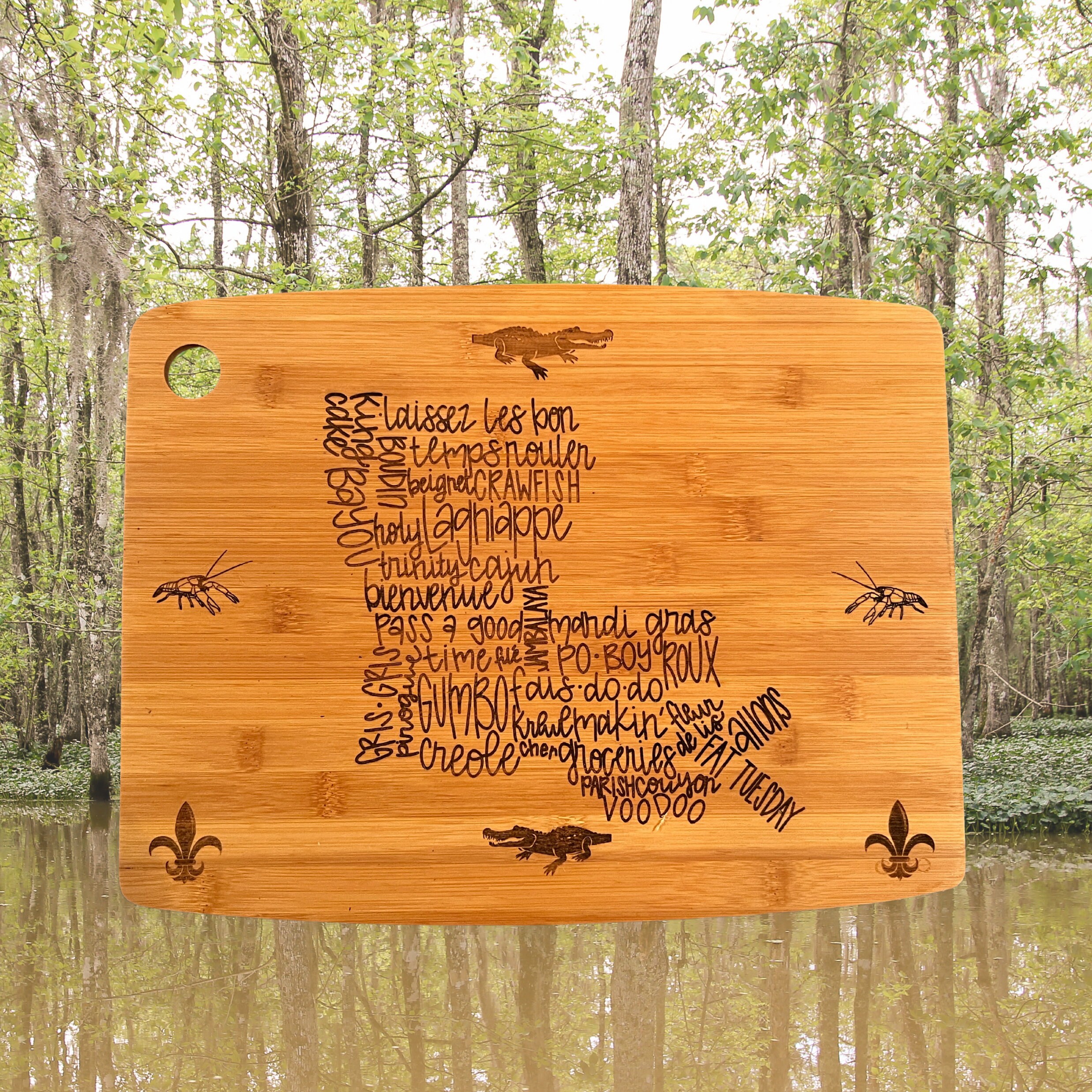 Bamboo Cajun Cutting Board Gift Set-cutting Board, Wooden Utensils ...
