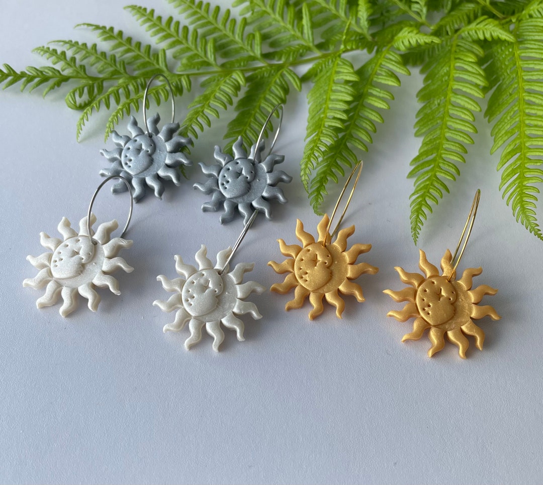 Matariki Sun Moon and Star Hanging Earrings With Earring - Etsy New Zealand