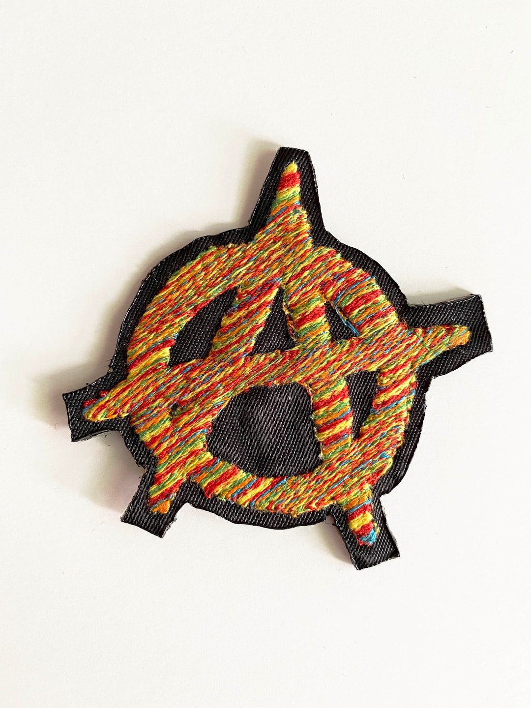 Rainbow Anarchy Symbol Patch: Glitch Cyberpunk Iron-on Applique - Etsy