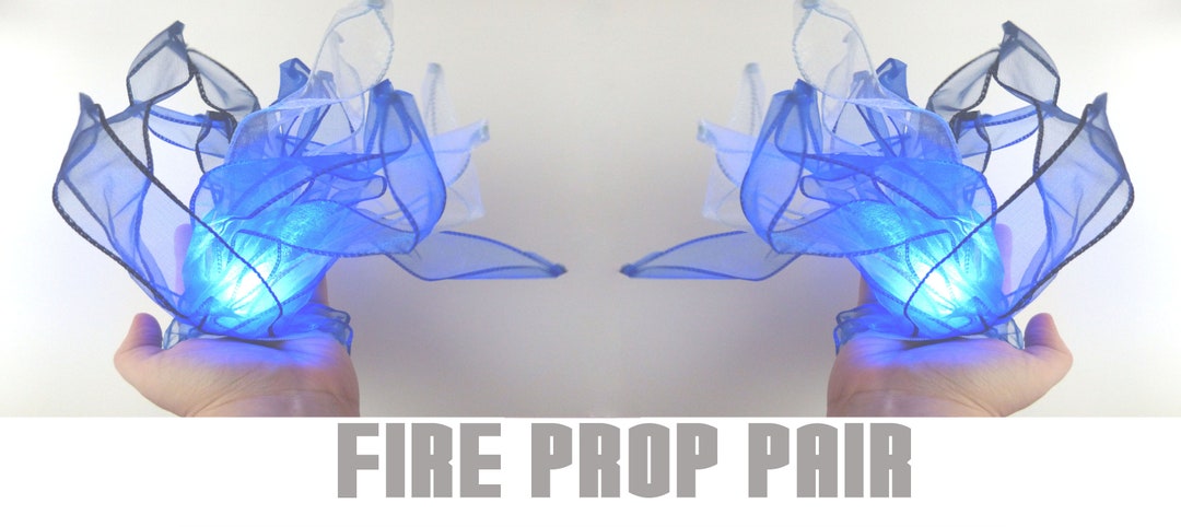 Blue Light up Fire Prop Pair Bundle, Halloween LED Fire Accessory ...