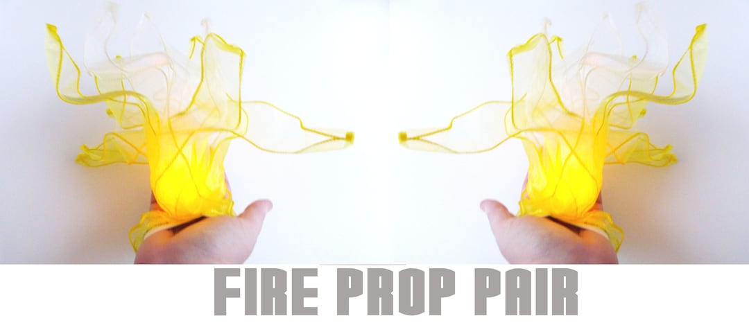 Yellow Light up Fire Prop Pair Bundle, Halloween LED Fire Accessory ...