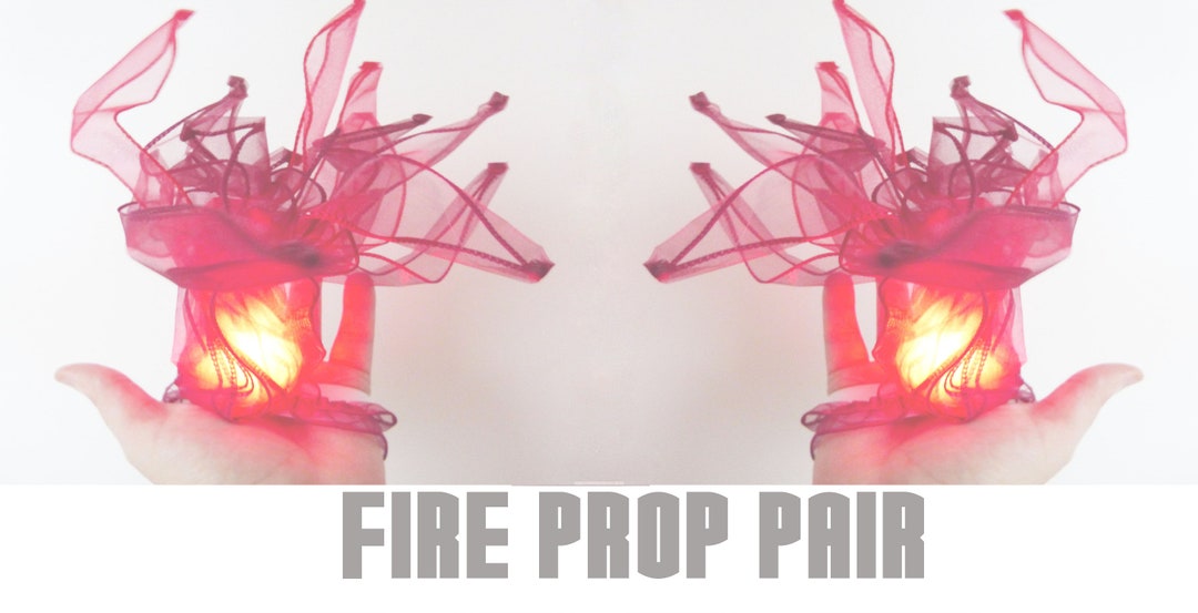 Red Light up Fire Prop Pair Bundle, Halloween LED Fire Accessory, Fairy ...