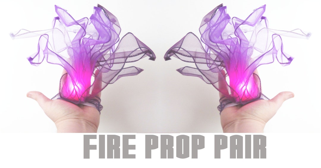 Purple Light up Fire Prop Pair Bundle, Halloween LED Fire Accessory ...