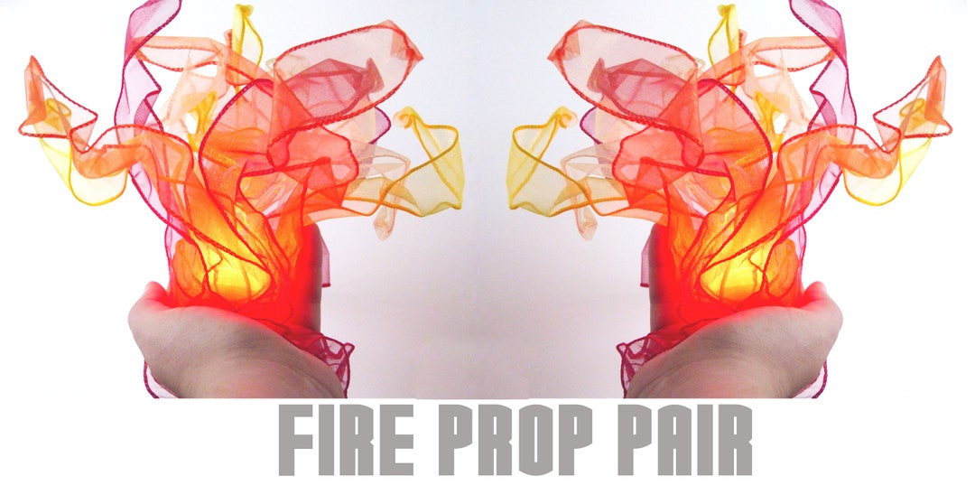 Light up Fire Prop Pair Bundle, Halloween LED Fire Accessory, Fairy ...