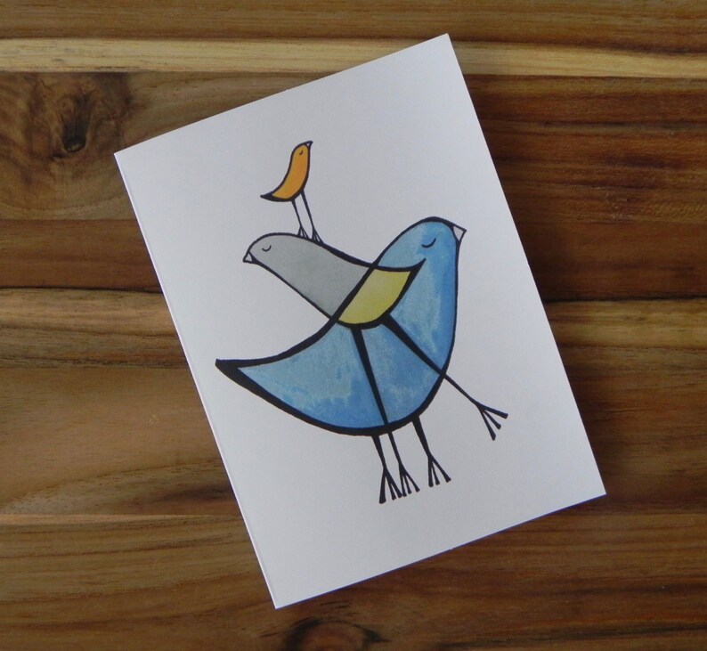 Layered Bird Card Set, Blank Notecards With Envelopes, Bird Art - Etsy