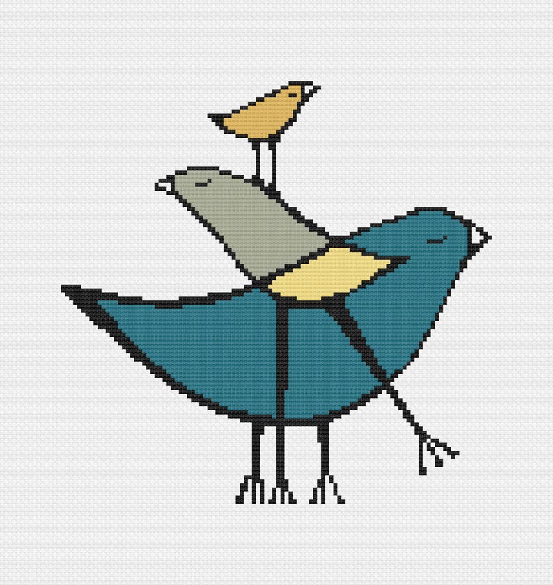 Layered Birds, Cross Stitch Pattern, PDF, Instant Download - Etsy