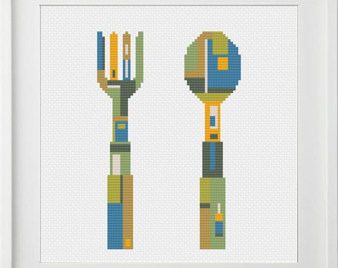 Fork and Spoon, Kitchen, PDF, Cross Stitch Pattern, Instant Download - Etsy