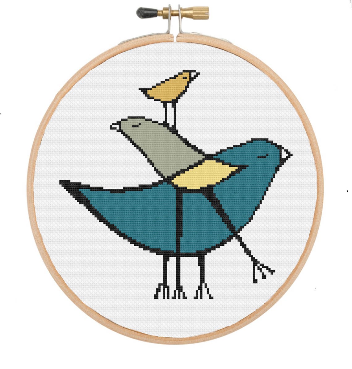 Layered Birds, Cross Stitch Pattern, PDF, Instant Download - Etsy