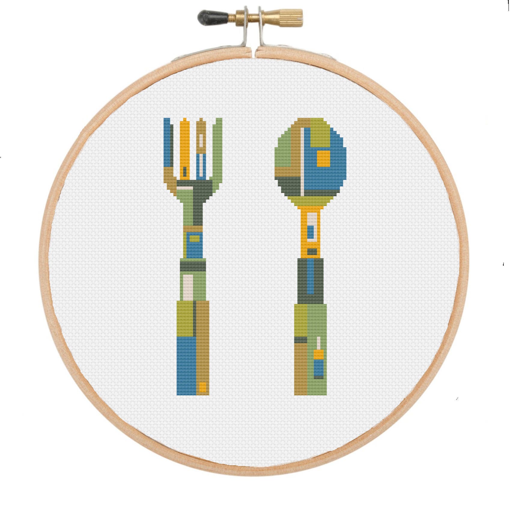 Fork and Spoon Kitchen PDF Cross Stitch Pattern Instant - Etsy