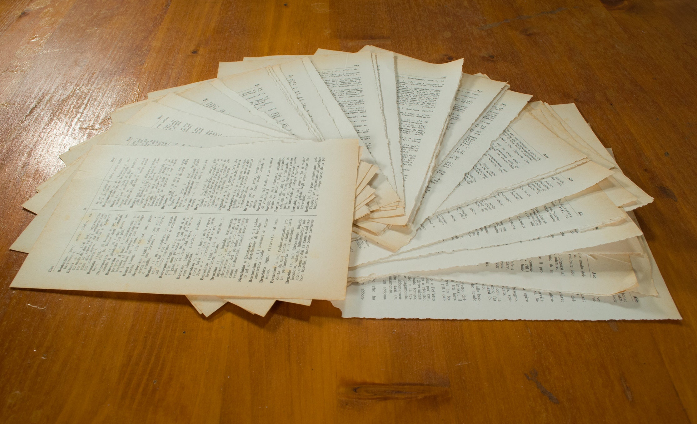 50 Vintage Italian Dictionary Pages. 1970's. Aged Book Pages. Scrap ...