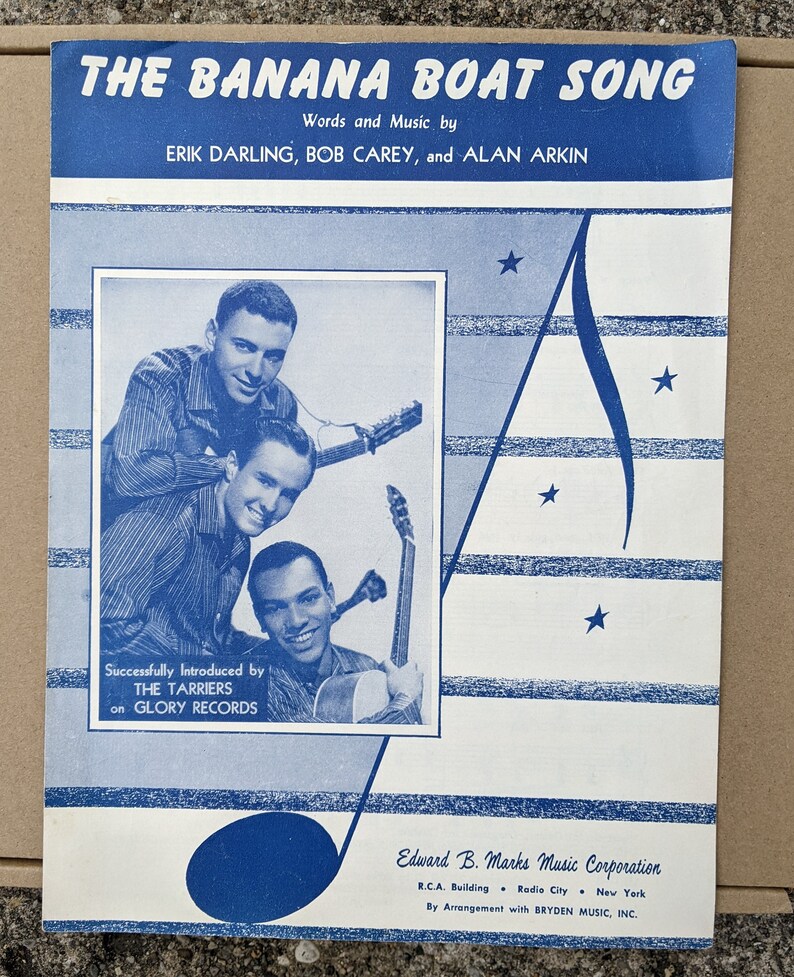 The Banana Boat Song Day-o, Vintage Sheet Music 1950's Music Piano and ...