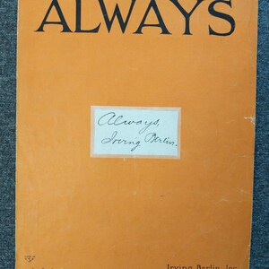 Irving Berlin Always Sheet Music Guitar, Ukulele, and Piano Music 1920s ...