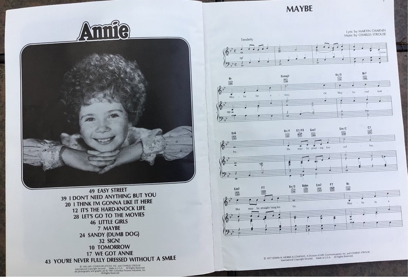 Annie Movie and Stage Play Soundtrack Book of Songs 1940s and 50s ...