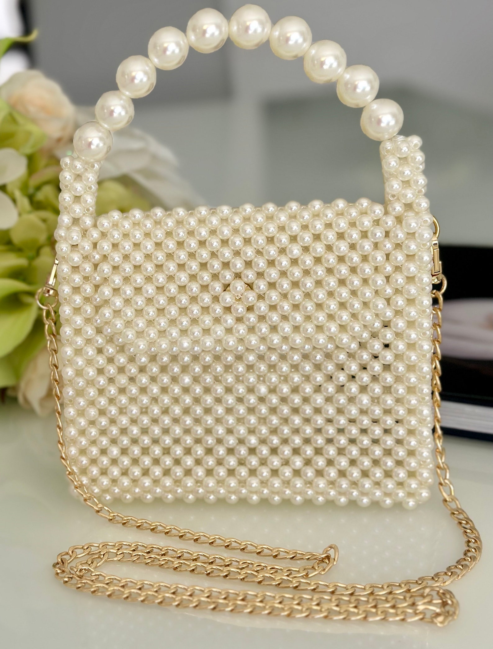 Pearls Luxury Stylish Elegant Purse Wedding Evening Daily Beaded Bag ...