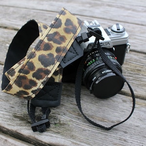 Cheetah Print Camera Strap, Waxed Canvas Camera Strap, DSLR Camera ...