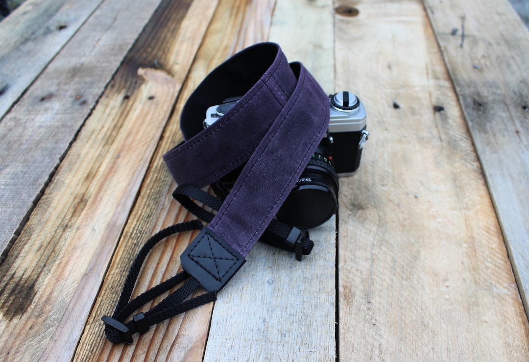 Purple Waxed Canvas Camera Strap, Dark Purple Camera Strap, Waxed ...