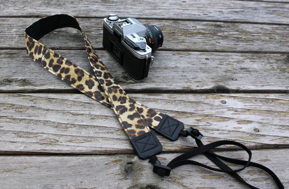 Cheetah Print Camera Strap, Waxed Canvas Camera Strap, DSLR Camera ...