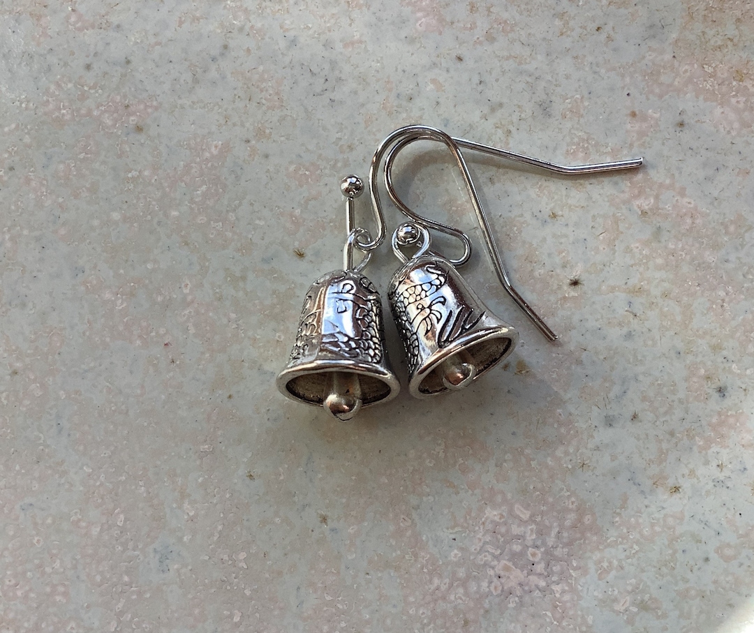 Bell Earrings, Bell Ringer Gift, Tibetan Silver Bell Earrings, Wedding ...