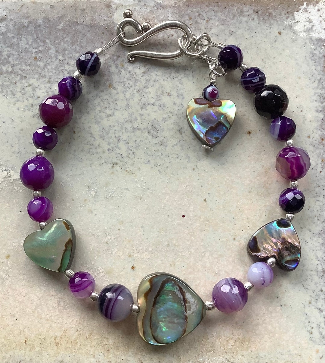 Purple Gem Bracelet, Purple Bead Bracelet, Mauve Multi Bead Bracelet ...