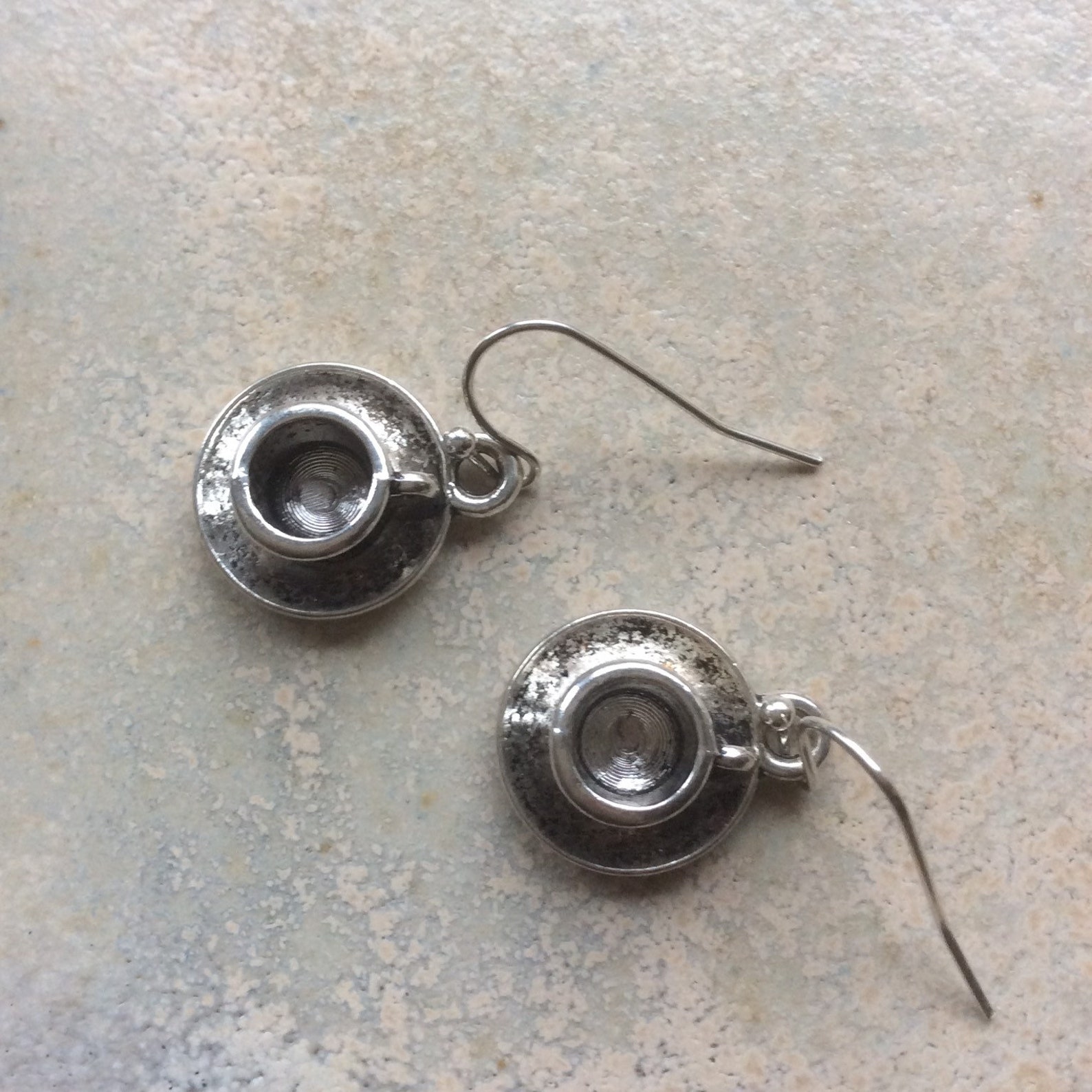 Teacup Earrings Cup and Saucer Earrings Tibetan Silver | Etsy