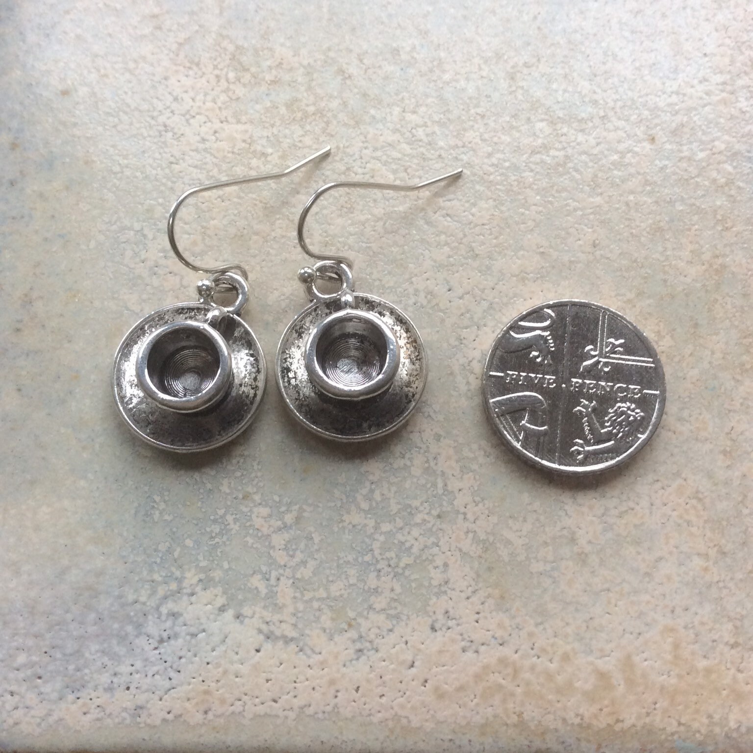 Teacup earrings cup and saucer earrings Tibetan silver | Etsy
