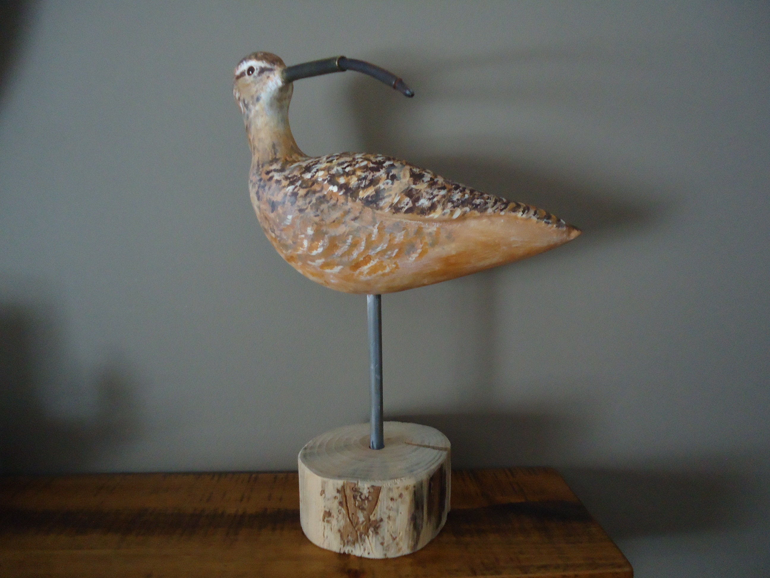 Carved Sculpture,, Long Billed Curlew, Shorebird, Smoothie, Decoy ...