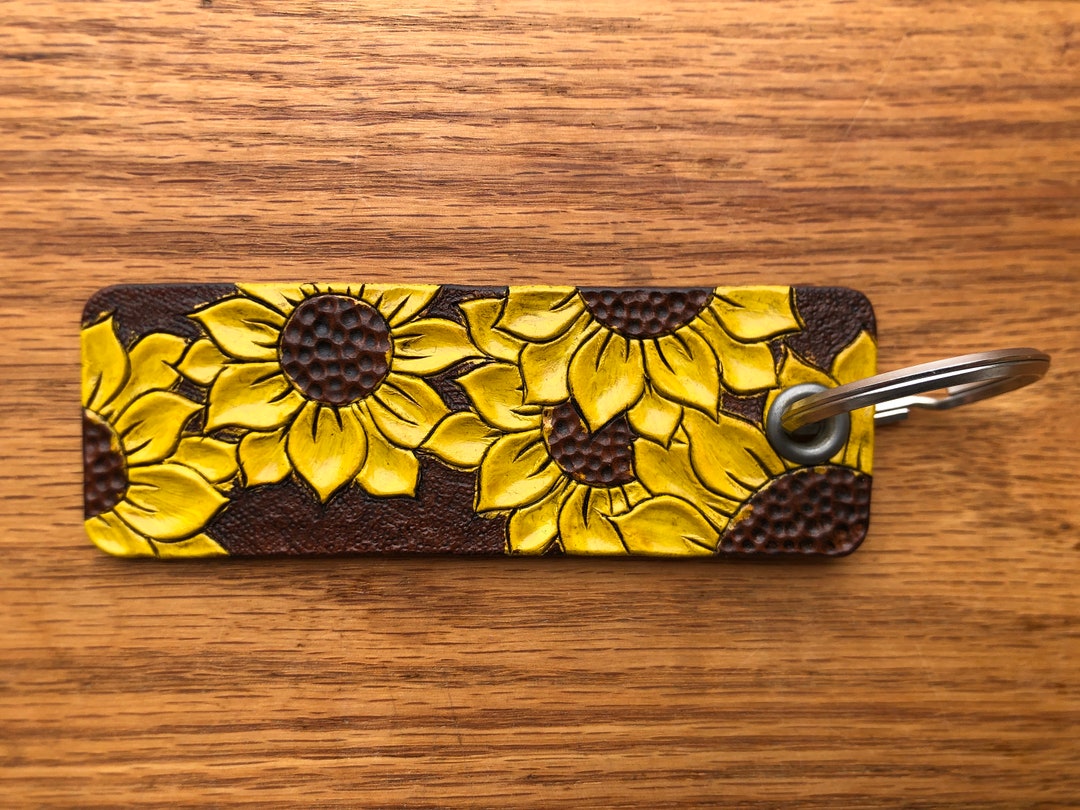 Hand Tooled Leather Keychain - Etsy