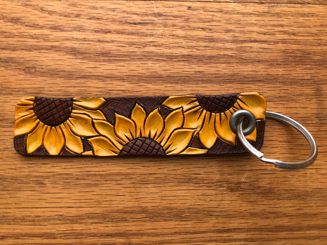 Hand Tooled Leather Keychain - Etsy