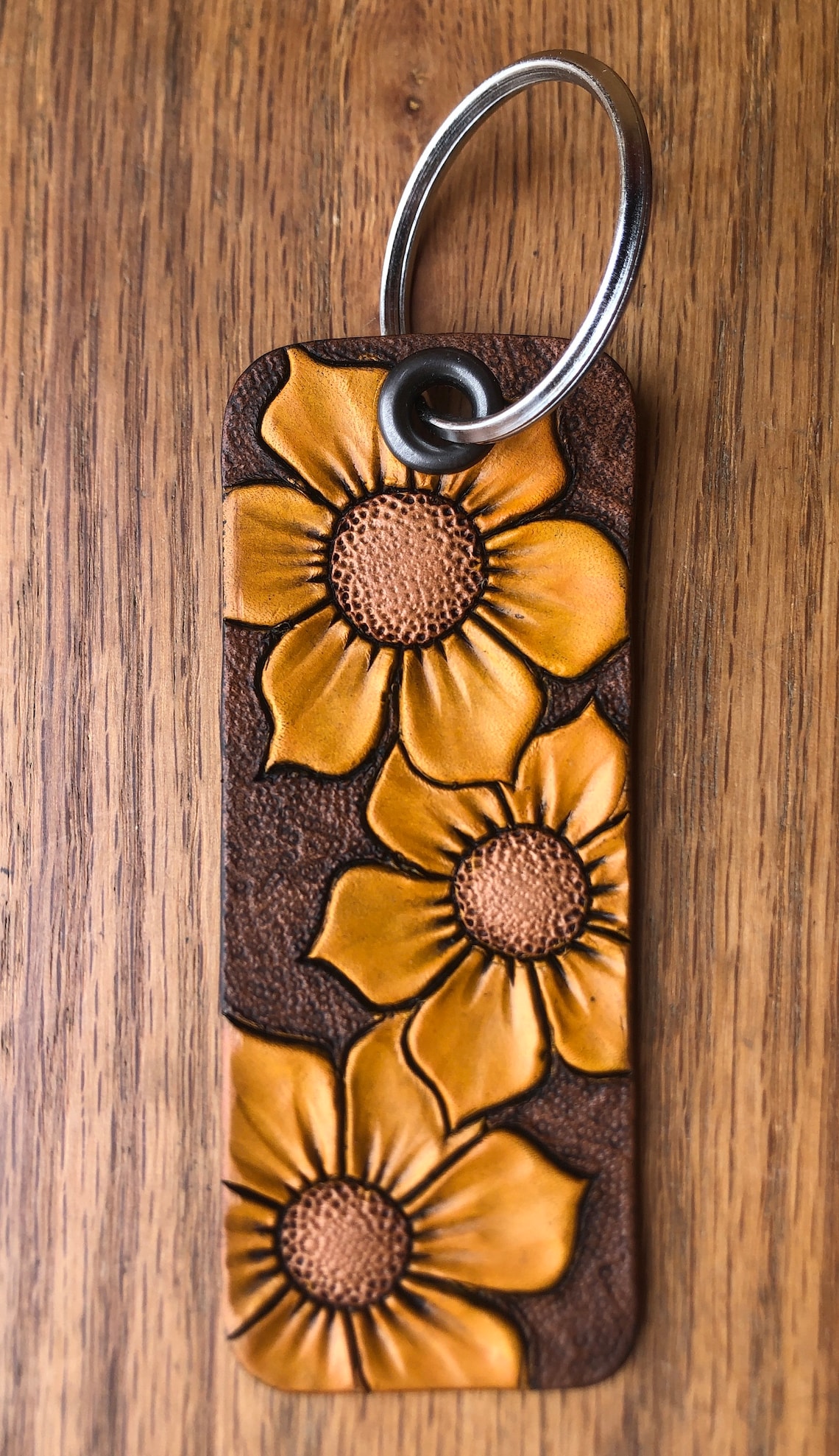 Hand Tooled Leather Keychain - Etsy