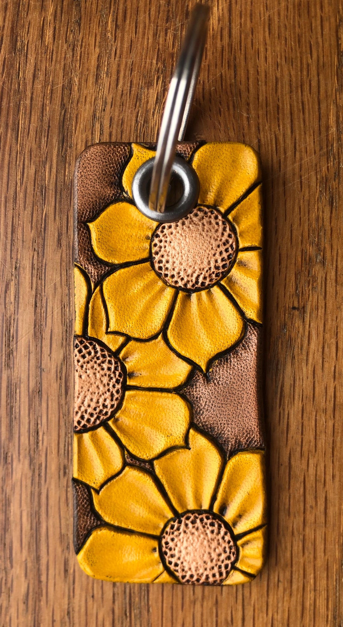Hand Tooled Leather Keychain - Etsy