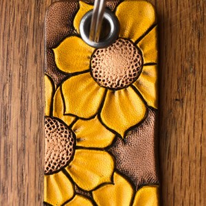 Hand Tooled Leather Keychain - Etsy