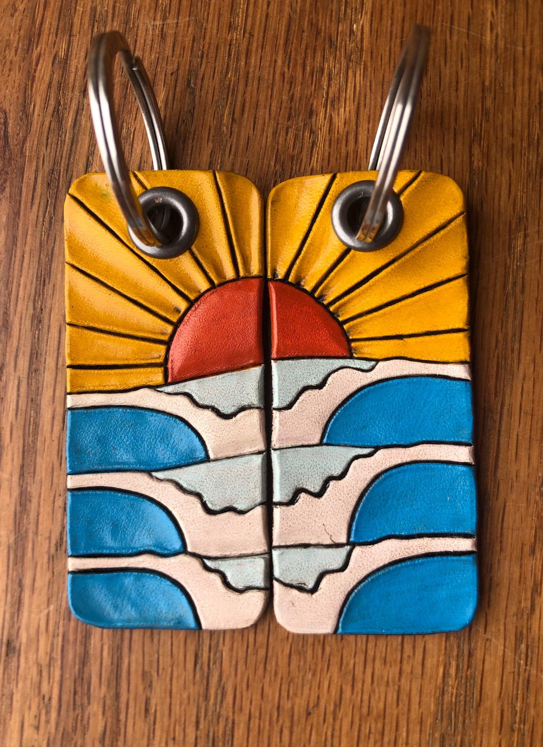 Hand Tooled Leather Keychain - Etsy