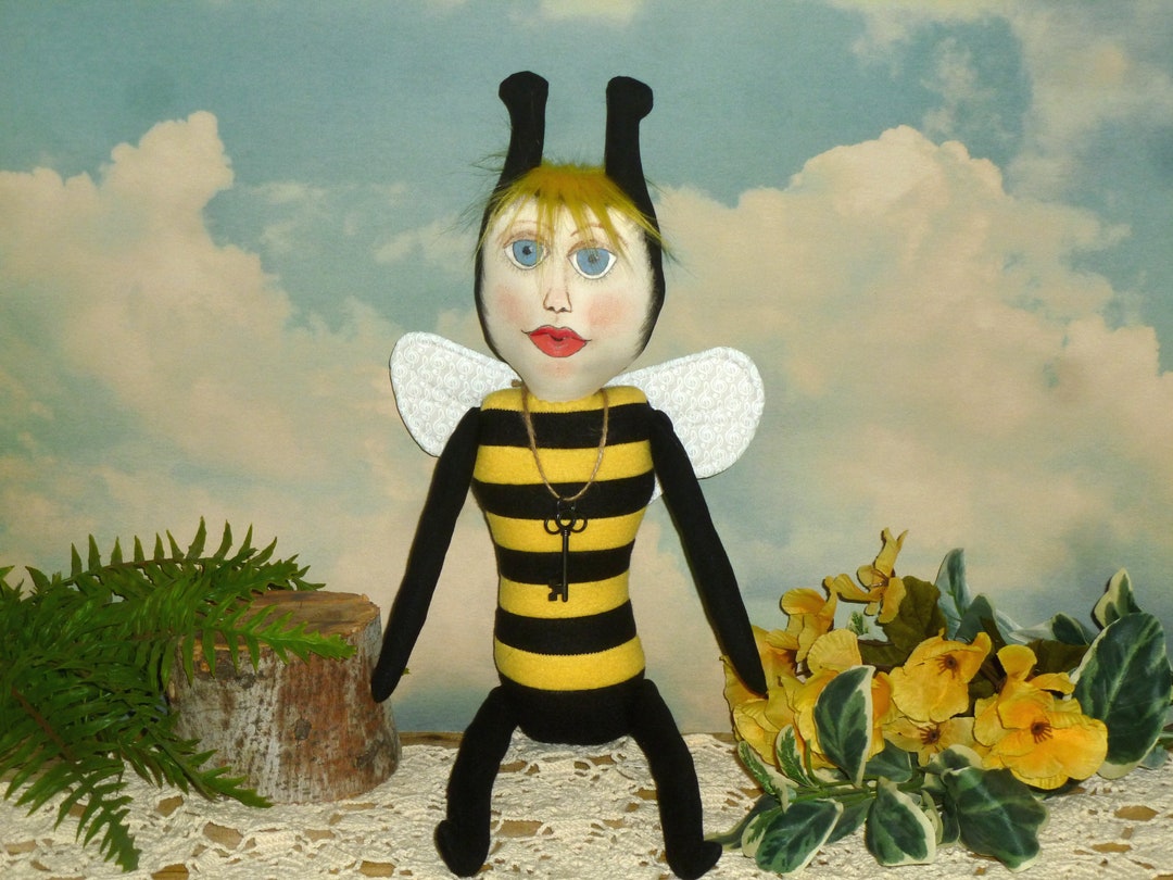 Bee Doll With Key to the Hive, Bumble Bee Cloth Doll, Honey Bee ...