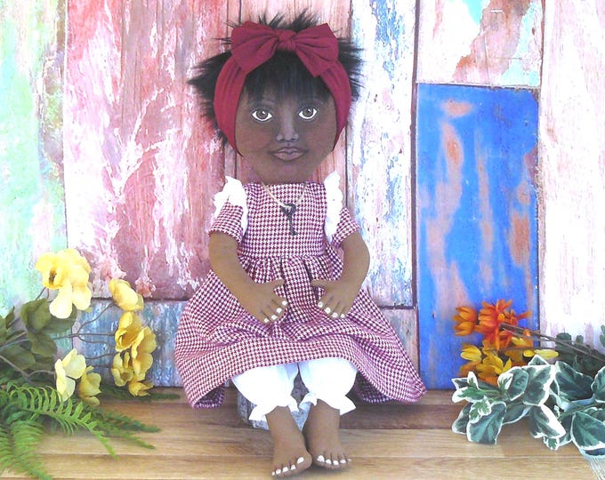 Black Cloth Rag Doll, African Culture Home Decor, One of a Kind Folk ...