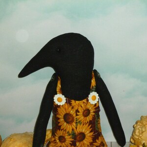 Sunflower Black Crow Doll Farmhouse Cloth Stuffed Doll Fall | Etsy