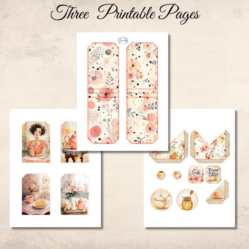 Tea Lover Envelope Pocket Set Printable | Tea Holder 8.5x11 DIY Gift ...