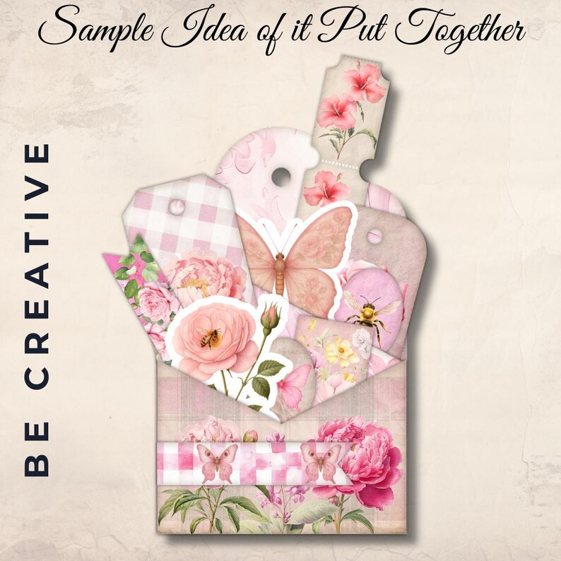 Loaded Tag Printable, Vintage Shabby Chic Pink Flowers, Junk Journal ...
