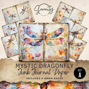 Mystic Dragonfly Junk Journal Printable Kit – 98 Floral Papers, Tags ...
