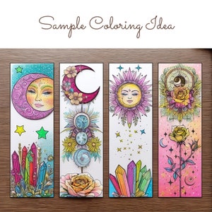 4 Printable Coloring Bookmarks Divine Celestial Bookmark for Adult and ...