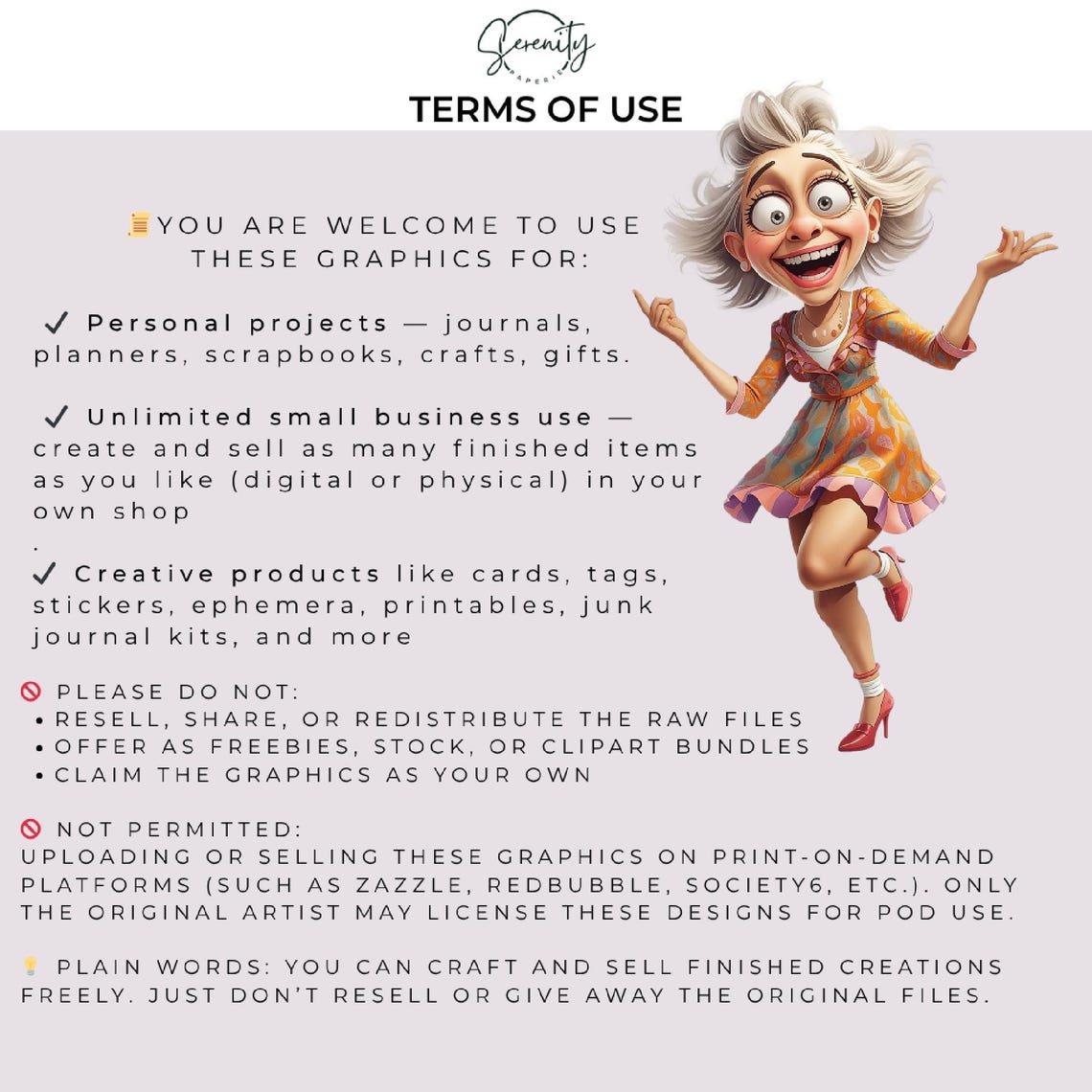 Crazy Old Lady Cut Clipart PNG Fussy Cuts for Cricut & Silhouette ...