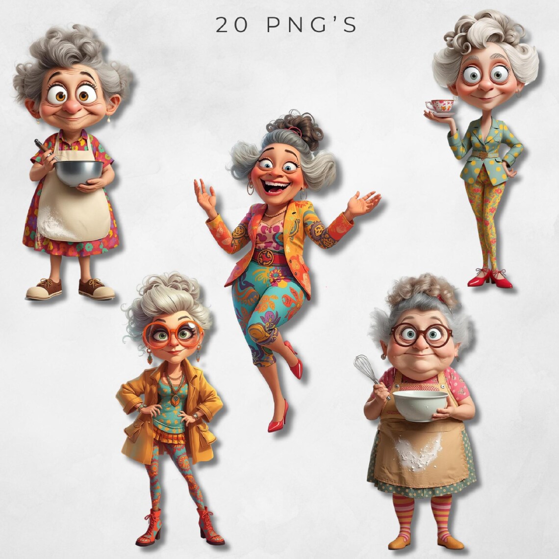Crazy Old Lady Cut Clipart PNG Fussy Cuts for Cricut & Silhouette ...