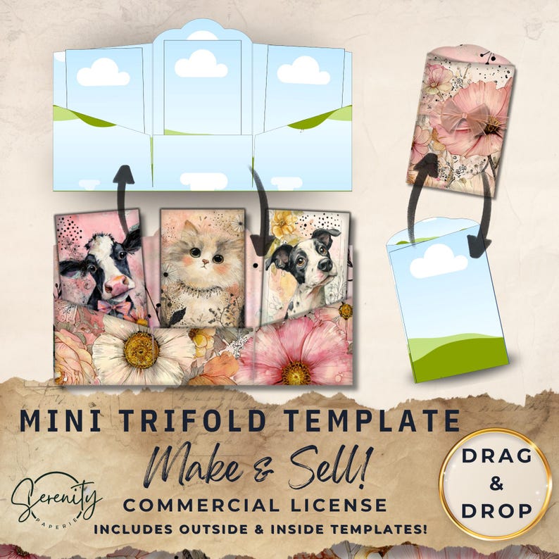 Mini Trifold Template Canva With Editable Inside Outside Design, Drag ...